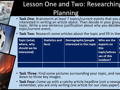 Weekly Project Class Newspaper Teaching Resources