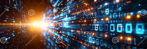 Abstract Futuristic Technology Background With Glowing Numbers Binary