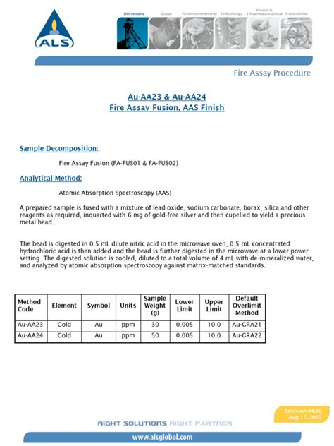 Fire Assay Sample 14052024 Pdf