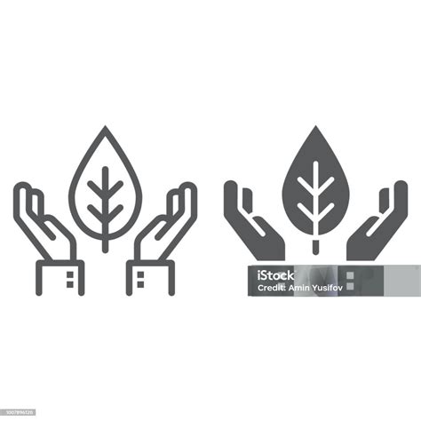 흰색 배경에 Eps 10 공장 라인과 문자 모양 아이콘 생태학 에너지 식물 보존 서명 벡터 그래픽 선형 패턴을 들고 손 개념에 대한 스톡 벡터 아트 및 기타 이미지 Istock