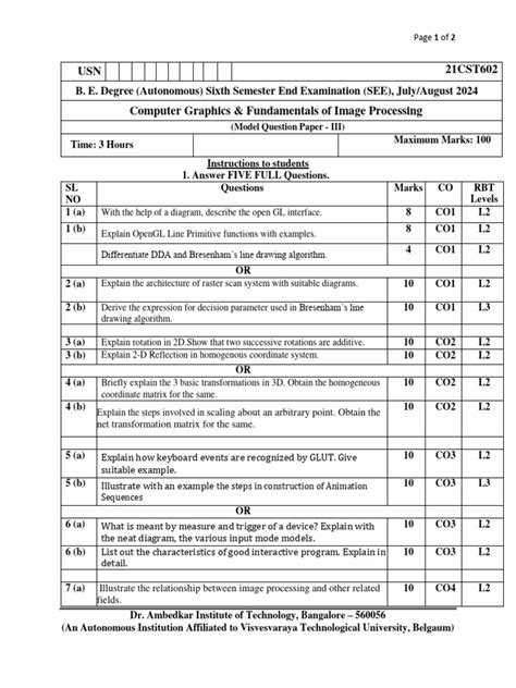 Mq3 21cst602 Cgip Pdf 2 D Computer Graphics Computer Graphics