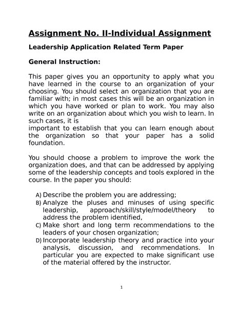 Assignment No Ii Fundamentals Of Leadership Assignment No Ii