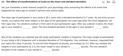 Solved 11 The Effect Of Transformations Of Scale On The