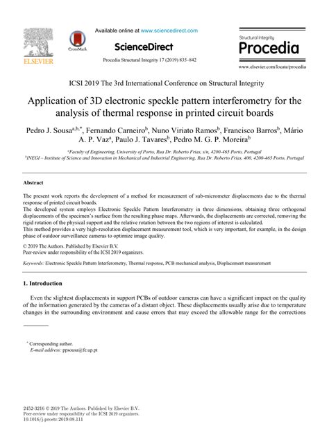 Pdf Application Of 3d Electronic Speckle Pattern Interferometry For The Analysis Of Thermal