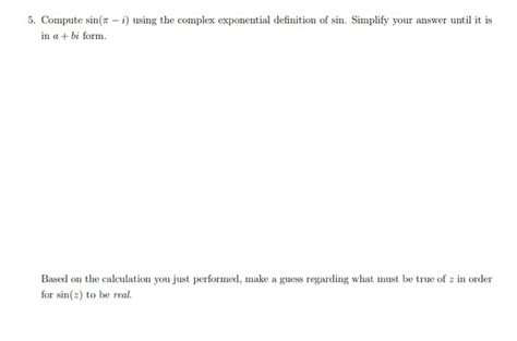Solved 5 Compute Sin T I Using The Complex Exponential Chegg Com