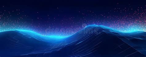 Luminous 3d Objects Dark Sky Blue Wave Patterns Stock Illustration