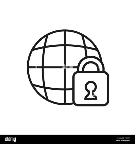 Icon Lock Outline Security Line Key Vector Internet Web Illustration Symbol Secure Protection