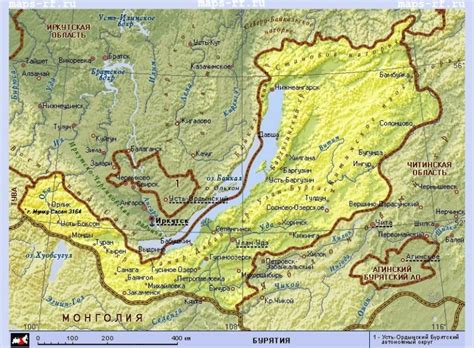 Бурятия на карте России Подробная карта Бурятии по районам
