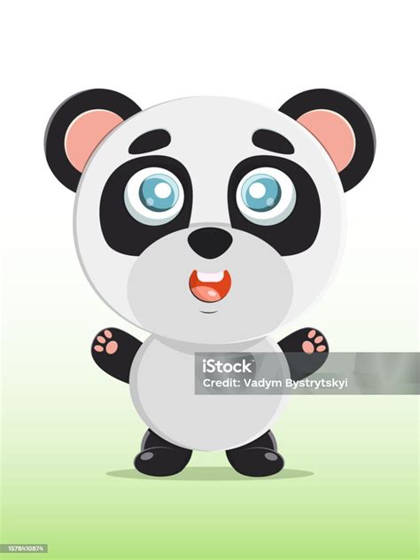 귀여운 만화 작은 팬더의 벡터 그림입니다 유치원 아기 책 만화를 위한 멋지고 재미있고 즐거운 팬더 아동 교육 및 발달의 대상 곰에 대한 스톡 벡터 아트 및 기타 이미지