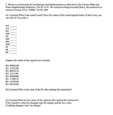 Solved We Have An Instruction Set Architecture And Chegg