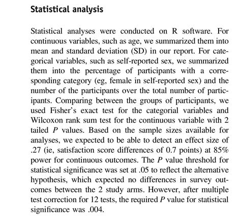 Solved Statistical Analysis Statistical Analyses Were Conducted On R