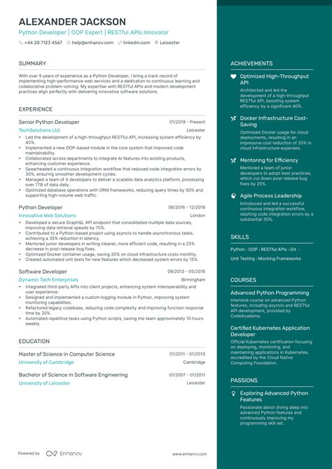 Python Developer Cv Examples And Guide For 2025