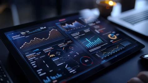 A Tablet Displaying Data Visualization Graphs And Charts Premium Ai Generated Image
