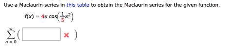 Solved Use A Maclaurin Series In This Table To Obtain The