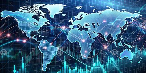 Global Network With World Map And Financial Data Global Financial Market Data Stock