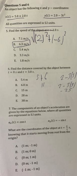 Solved Questions 5 And 6 An Object Has The Following X And Y Chegg Com