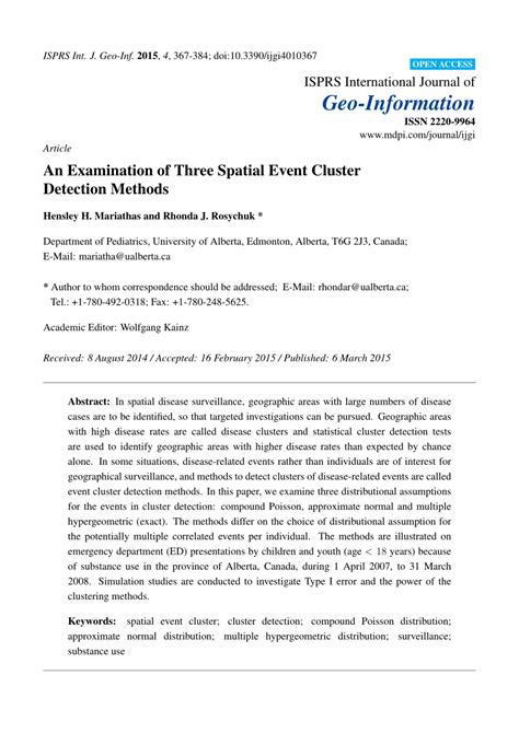 Pdf An Examination Of Three Spatial Event Cluster Detection Methods
