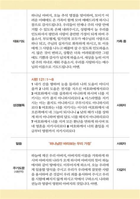 2020 추석 한가위 기독교 추도예배 가정예배 순서지 및 설교문 선한목자교회 기독콘텐츠 종교신문 1위 크리스천투데이
