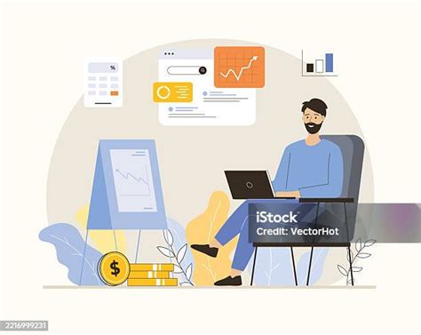 검색 엔진 최적화 Seo 예산 웹사이트 프로모션 비용 계산 분석 그래픽 및 차트 플랫 벡터 그림입니다 Saas에 대한 스톡 벡터 아트 및 기타 이미지 Istock