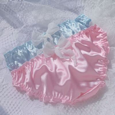 Sexy Girls Faux Satin Panties Briefs Ruffles Bow Underwear Japanese