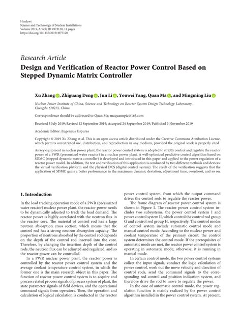 PDF Design And Verification Of Reactor Power Control Based On Stepped Dynamic Matrix Controller