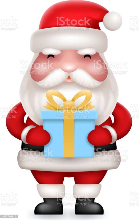 선물 상자 선물 귀여운 3d 현실적인 만화 산타 클로스 장난감 캐릭터 아이콘 절연 벡터 일러스트 레이 션 3차원 형태에 대한
