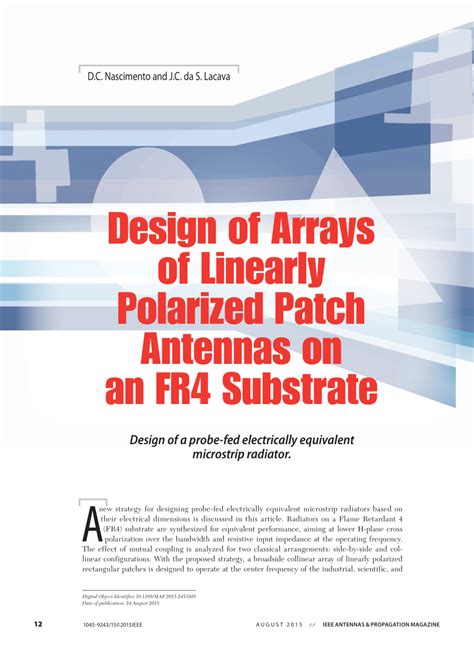 Pdf Optimized Design Of Linearly Polarized Arrays Of Probe Fed