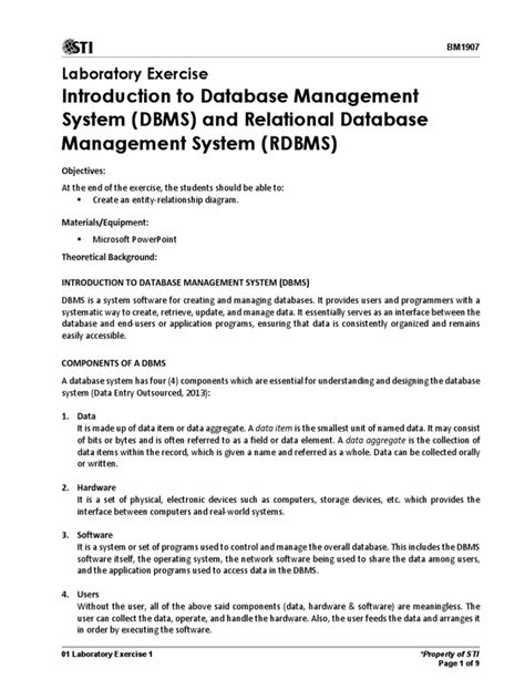 01 Laboratory Exercise 1ia Pdf Relational Database Databases