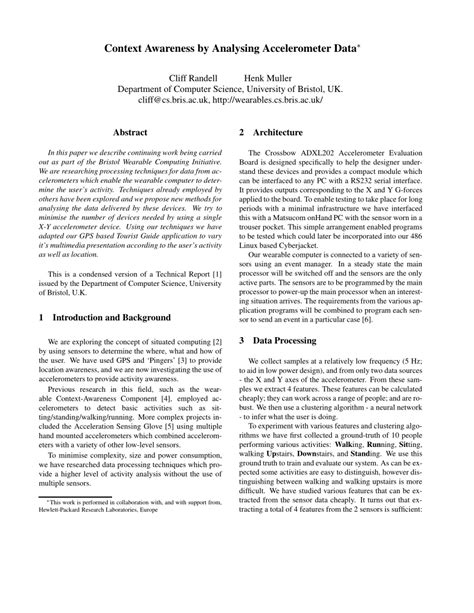 Pdf Context Awareness By Analysing Accelerometer Data