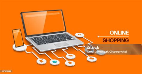 컴퓨터 랩톱에 데이터를 전송하는 회로 기판에 배치된 여러 쇼핑 아이콘 휴대전화에 대한 스톡 벡터 아트 및 기타 이미지 휴대전화 카트 회로판 Istock