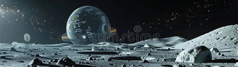 Graphic Of 3d Model Of Technological Trends Of On The Lunar Surface