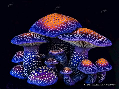 Ai创作图多彩蘑菇模型 微光蘑菇 花灯造型蘑菇 多彩蘑菇造型 致幻蘑菇 蓝底正红菇 蓝底大红菇 灯影筋菇 五彩绣球菌 梦幻蘑菇 群蘑荟萃 七彩