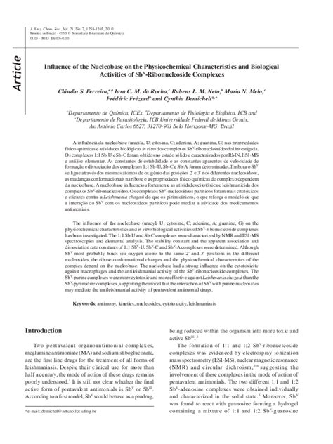 Pdf Influence Of The Nucleobase On The Physicochemical