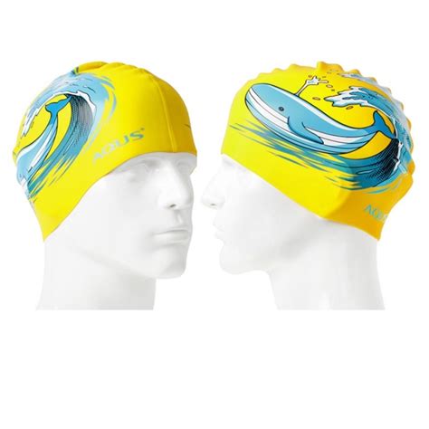 [아쿠스] 귀여운 돌고래 캐릭터 실리콘 수영모자 디자인 수영모 수모 Wht 화이트 1개 성인 수영모 쿠팡