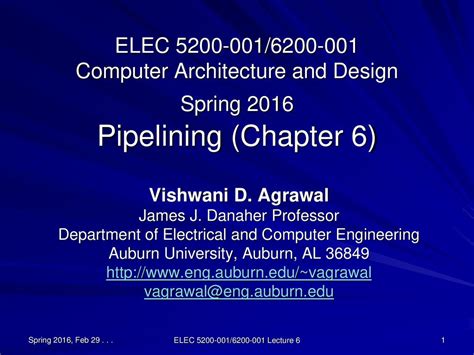 Elec Computer Architecture And Design Spring Pipelining Chapter 6 Ppt Download
