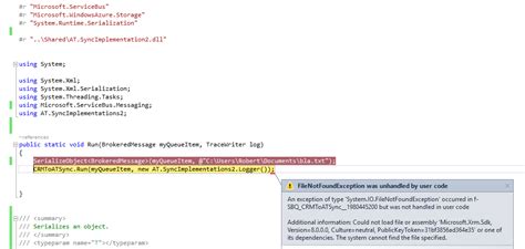assemblies error when calling method in custom assembly from azure