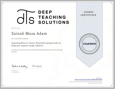 Zainab Musa On Linkedin Completed My Learning How To Learn