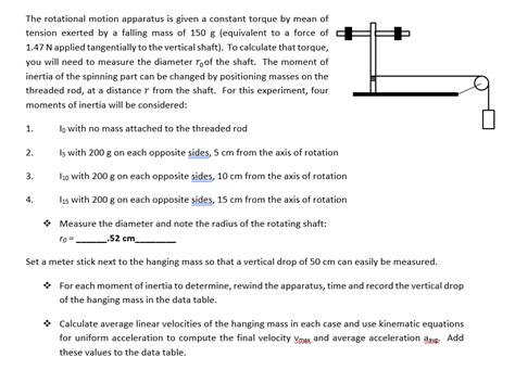 Solved Physics Lab Torque Moment Of Inertia Below Is Chegg