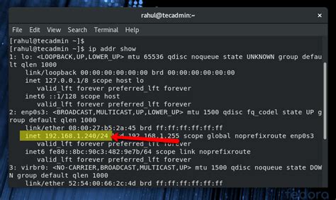 How To Check IP Address On Fedora Desktop TecAdmin