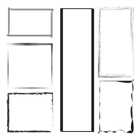 Decorative Frame Set Various Border Styles Black And White Contrast Vector Illustration