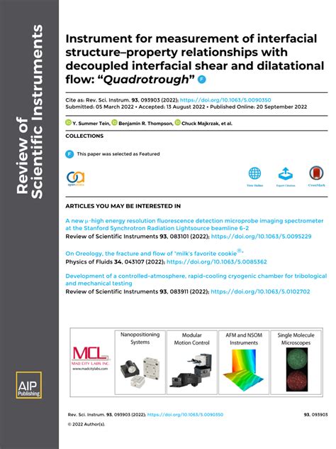 Pdf Instrument For Measurement Of Interfacial Structureproperty