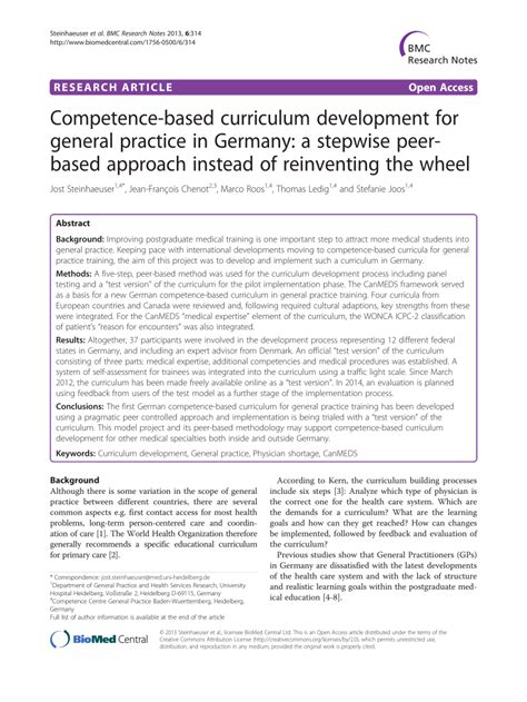 Pdf Competence Based Curriculum Development For General Practice In Pdf Competence Based Curriculum Development For General Practice In