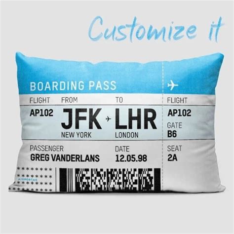 Custom Boarding Pass Pillow Cover Ni Planewear
