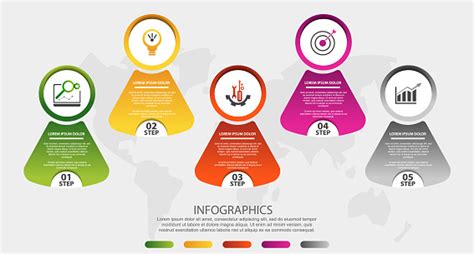 현대 3d 벡터 그림 다섯 가지 요소 아이콘 및 그림이있는 원형 인포 그래픽 템플릿 비즈니스 프리젠 테이션 웹 디자인 응용 프로그램 인터페이스 5 단계다이어그램을 위해