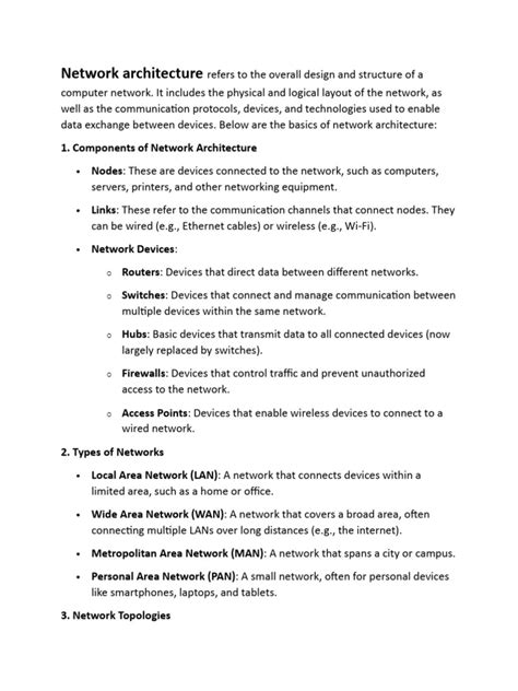 Network Architecture Refers To The Overall Design And Structure Of A