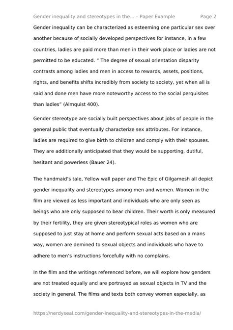 Gender Inequality And Stereotypes In The Media 1998 Words Nerdyseal