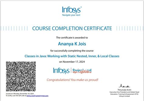 Im Excited To Share That Ive Successfully Completed The Java Programming Courses From Infosys
