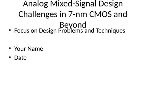 analog mixed signal design presentation pptx