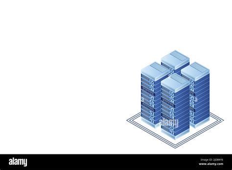 server room isometric vector futuristic technology of data protection and processing