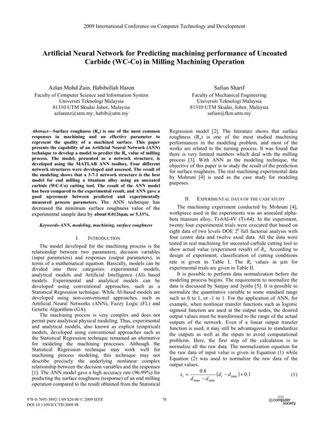 Pdf Artificial Neural Network For Predicting Machining Performance Of Uncoated Carbide Wc Co